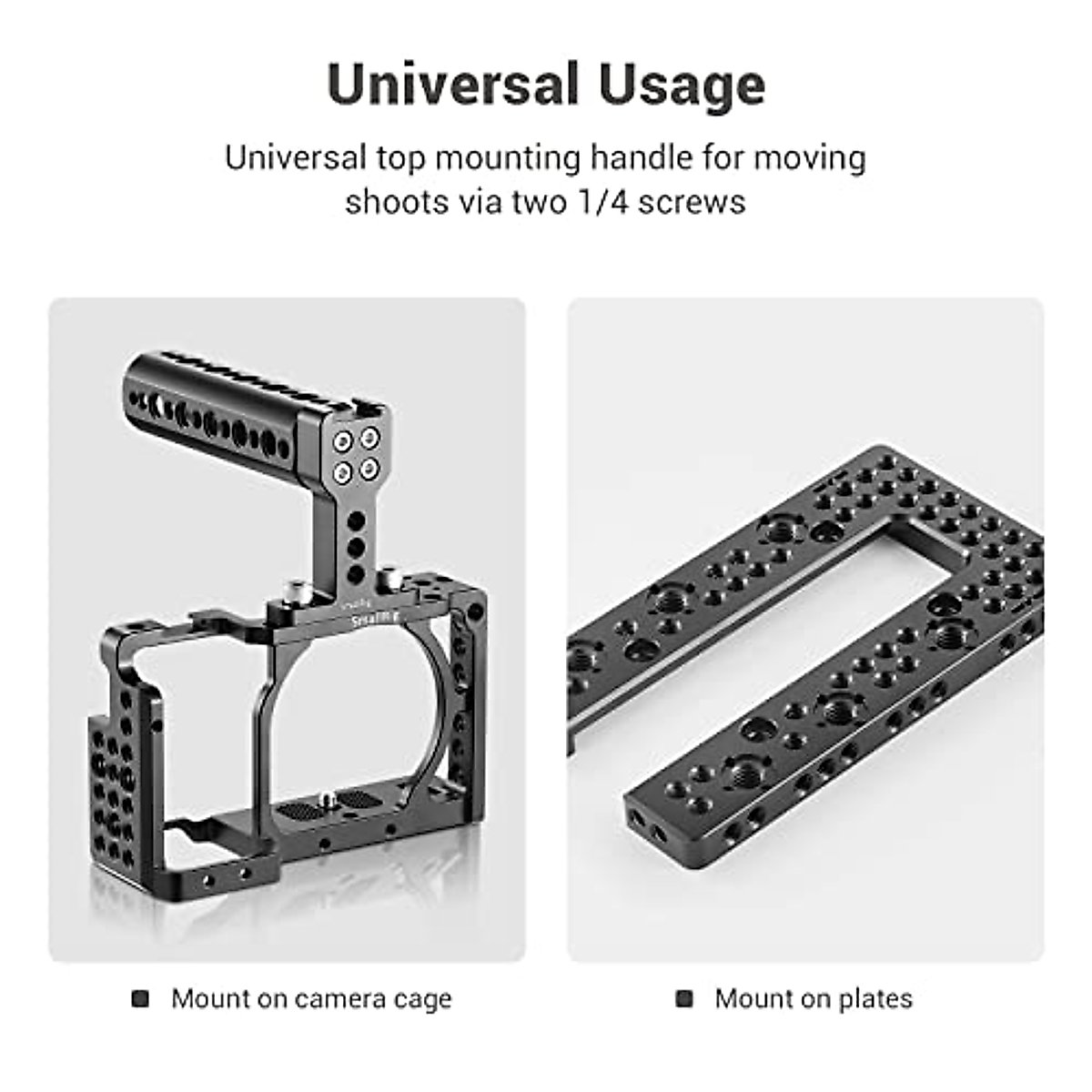 SmallRig Camera Top Handle Cheese Handle Grip with Built-in Shoe Mount for Camera Rig, Camera Cage 1638B