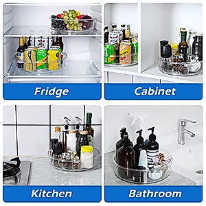 Lazy Susan Organizer for Cabinet, 12 Inch &10 Inch Clear Lazy Susan Turntable for Fridge, Pantry Organization and Storage, Kitchen Spice Rack, Bathroom, Vanity, Countertop, Under Sink and Table