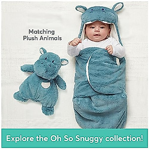 GUND Baby Oh So Snuggly Hippo Blanket Wrap, Plush Hooded Baby Blanket Wrap for Newborns, Blue/Cream, 26”