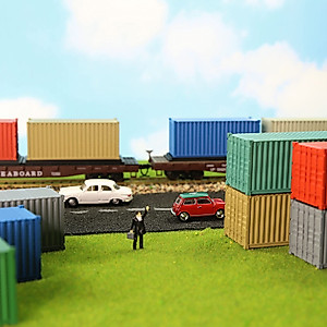 8pcs Mixed Different 20ft Freight Container HO Scale Model Train Accessories 1:87 20 Foot Container C8720