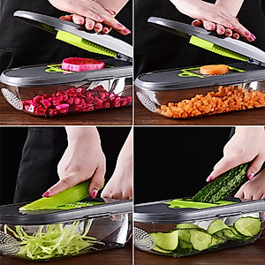 Vegetable Chopper,Mandoline Slicer Multifunctional 12-in-1 Food Chopper Onion Chopper,Vegetable Slicer Cutter Dicer Veggie Chopper with 8 Blade,Drain Basket,for Various Scenarios