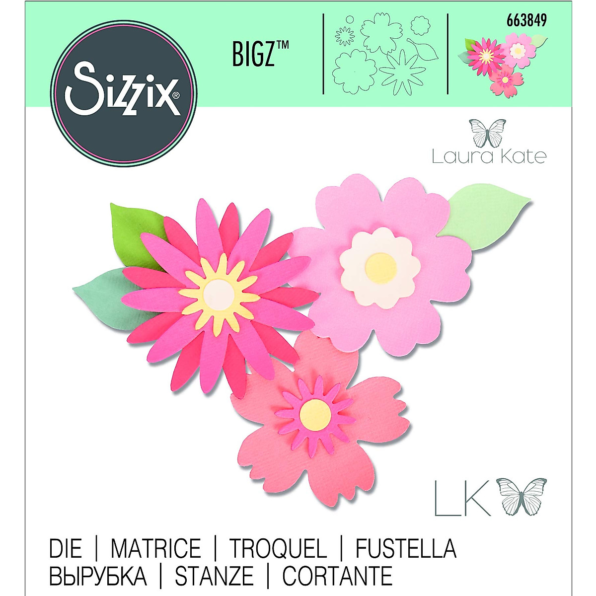 Sizzix Bigz Die , Bold Blossoms by Laura Kate Cutting dies, Multicolor