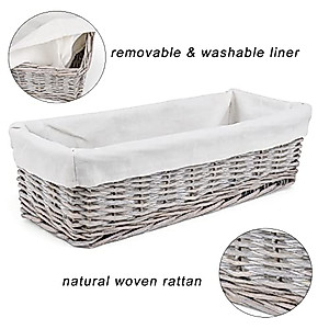 SOUJOY 2 Pack Bathroom Wicker Baskets for Organizing, Toilet Paper Basket Storage Basket, Toilet Tank Top Bin with Removable Liner, Decorative Basket for Closet, Bedroom, Bathroom, Entryway, Office