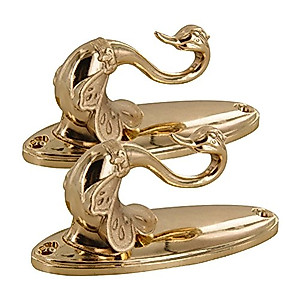 OULII Metal Wall Hook Curtain Drapery Holdbacks Coat Hat Hook Set of 2 (Golden Swan)