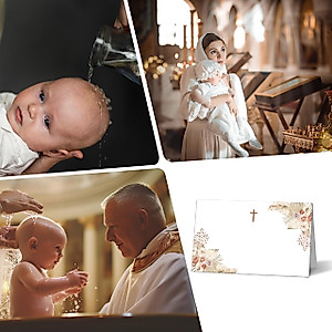 Bohemia Baptism Table Place Cards - 25PCS Tent Cards - Pampas Grass Food Labels - First Holy Communion Name Cards for Table Setting - Baptism Prayer for Baby Table Card - Scored for Easy Folding -20
