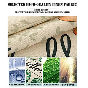 Fridge cover Dryer Washer Top Dust-proof cover with Storage Pockets Bags, Oven Cover Multi-Purpose 23" x 59" Linen (Banana leaf x1pcs)
