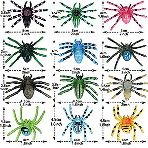 Flormoon Realistic Animal Figures - 12 Pieces Plastic Halloween Spider Toys for Kids - Spider Action Model Insect Toy Figures - Educational Learning Toys Birthday Gift Set for Kids