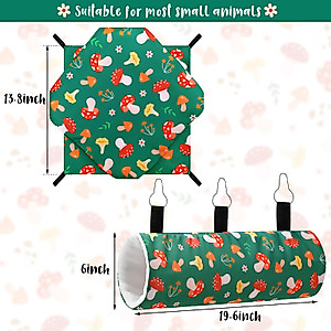 Mushroom Guinea Pig Rat Hammock and Hideout Bed Hamster Ferret Hanging Hammock and Tunnel Tube Soft Cage Accessories for Small Animals Chinchilla Sugar Glider Squirrel Sleep Play Hide In Fungi Design