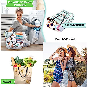ZzWwR Rural Honey Bees Wildflowers Extra Large Canvas Shoulder Tote Top Handle Bag for Gym Beach Travel Reusable Grocery Shopping