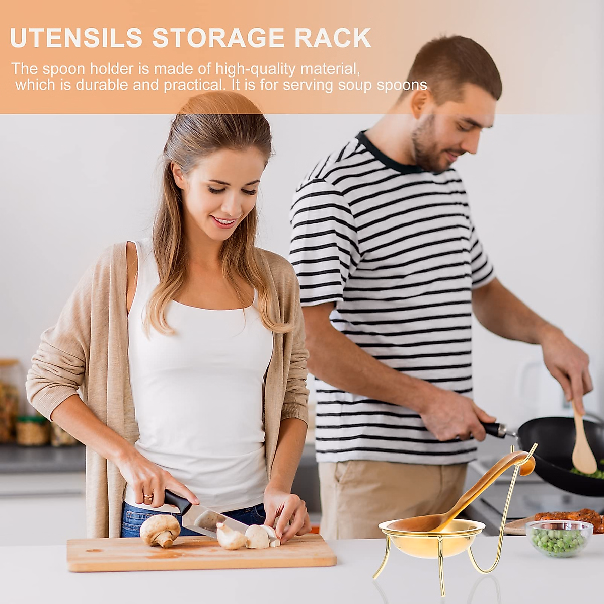 Hemoton Standing Spoon Rest Stainless Steel Spoon Rset Spoon Ladle Holder Scoop Storage Rack Skimmer Spoon Stand Kitchen Utensil Organizer for Home Restaurant Coffee Spoon Holder