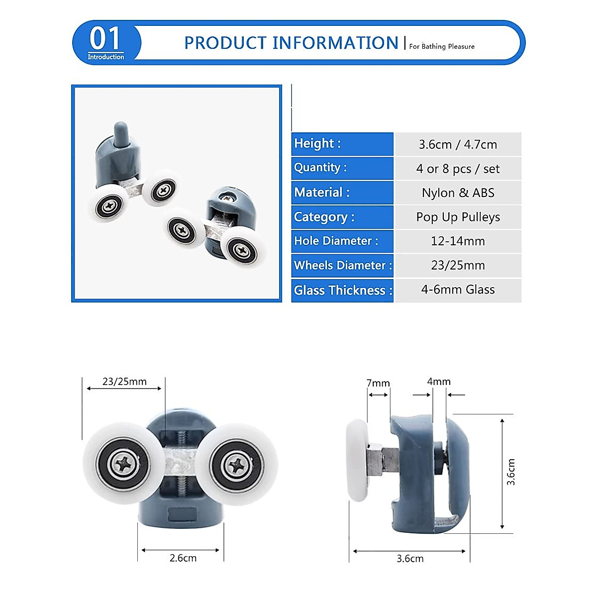 Double Pop Up Wheels Sliding Shower Door Rollers Runners Pulleys Screw Cover Cap Cabin Room (Color : DW-114-8PCS Size : 25mm) (Dw 114)