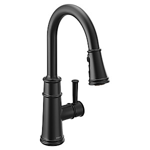 Moen 7260BL Belfield One-Handle Pulldown Kitchen Faucet Featuring Power Boost and Reflex, Matte Black