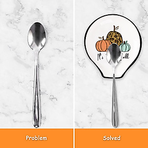 JarThenaAMCS Fall Spoon Rest Leopard Pumpkin Ceramic Spoon Holder Seasonal Sauce Dishes Farmhouse Fall Thanksgiving Coffee Spoon Holder Ring Dish for Stove Top Cooking Utensil Kitchen Office Decor