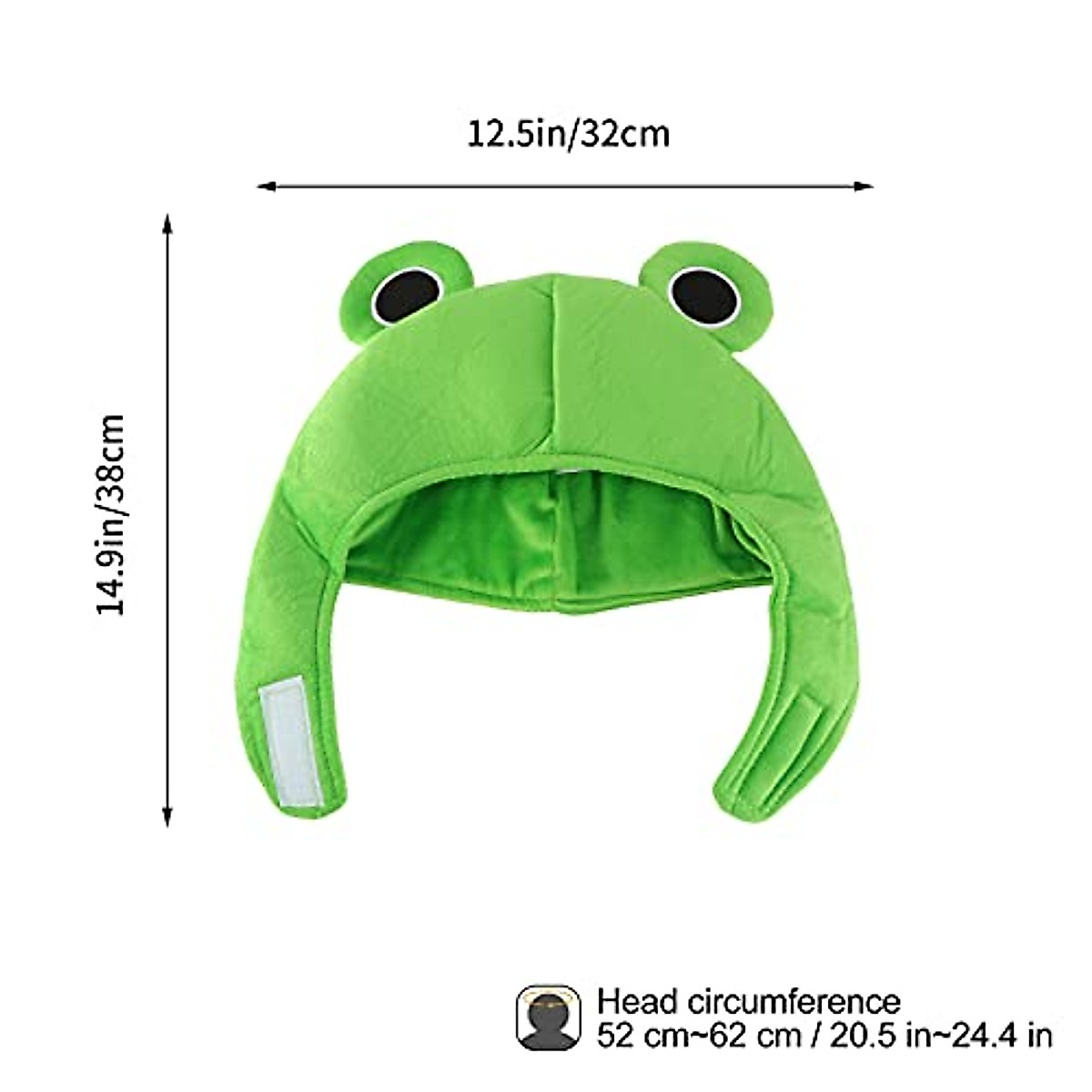 PartyKindom Cute Green Plush Frog Hat Cap Winter Scarf Headband Cartoon Headgear Frog Ears Ski Hat Multicolored Fisherman Packable Sun Hat for Halloween Party Dress up Cosplay Costume