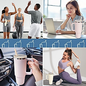 2 PCS 40 oz Tumbler Flip Straw Lid Replacement Fit for Stanley Quencher, Leak-Proof Splash Resistant Replaceble Tumbler Cover for Stanley Cup, Spill Proof Lid for 40 oz Stanley Accessories (Lvory*2)