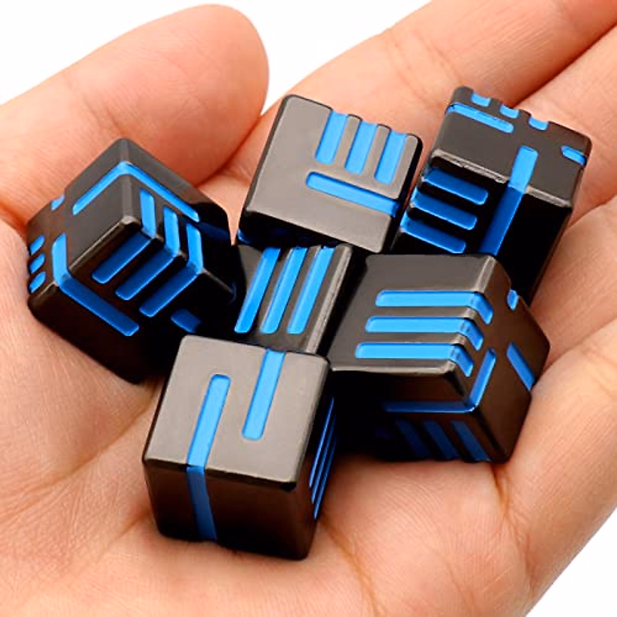 D6 Metal Dice Set, HNCCESG 6 Sided Dice 6 Pieces Solid Metal Game Dice for DND Dungeons and Dragons Role Playing Game RPG Pathfinder Shadowrun Warhammer D&D Accessories Gift (Blue)