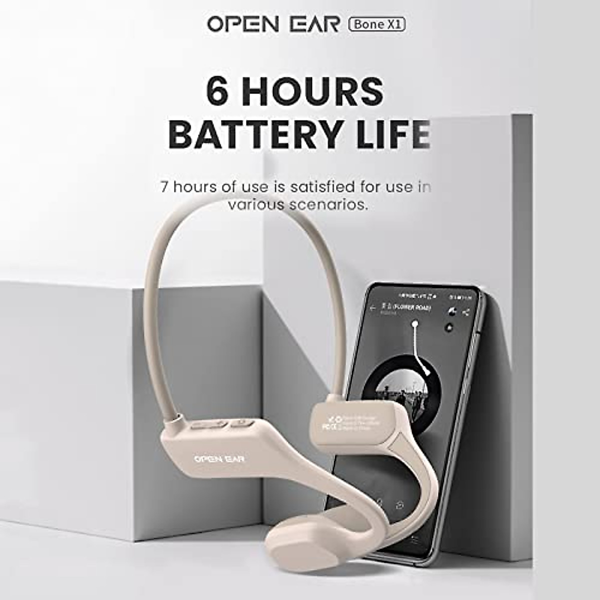 Bone Conduction Sport Open Ear Headphones Wireless Bluetooth Cycling Earbuds That Don't Go in Your Ear with Mic Waterproof Bone Conducting Ear Phones for Running Workout Gym Earphones Green