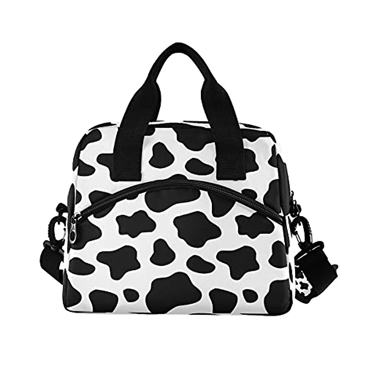 Lunch Bag for Kids Black And White Cow Print Insulated Cooler Lunch Box Large Capacity Lunch Organizer for Boys Girls