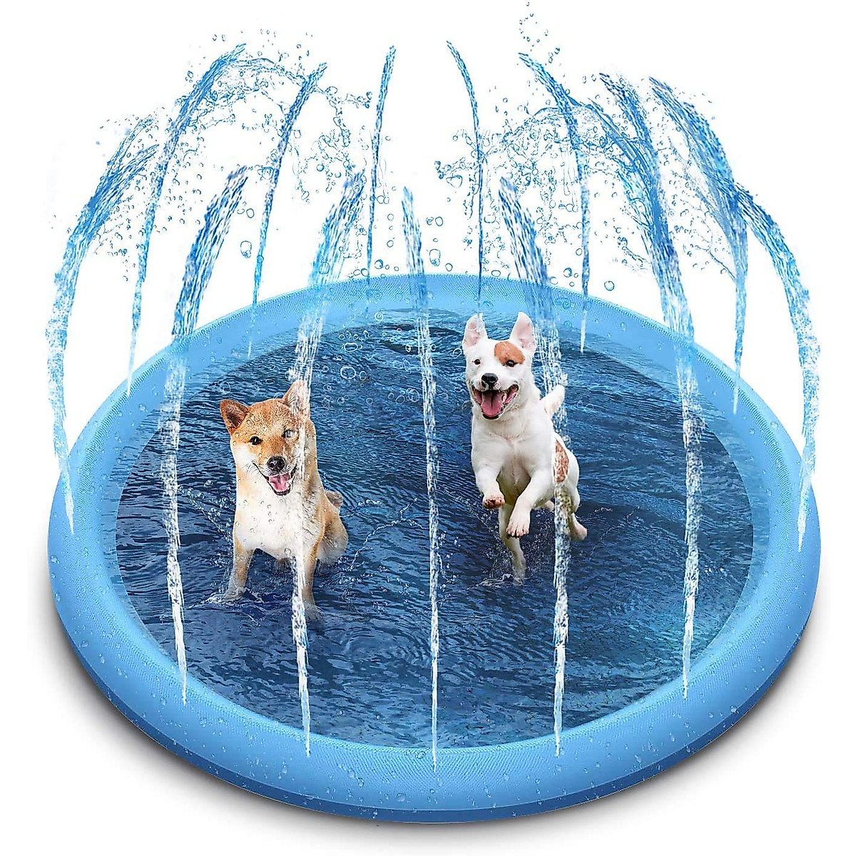 Splash Pad for Pets, Outdoor Water Play Mat with Non-Slip Backing, Inflatable Splash Pad with Built-in Sprinkler System (67 inch)