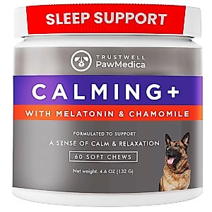 PawMedica Calming Chews for Dogs - Dog Sleep Supplement Melatonin for Dog Anxiety - Recommended Dog Calming Treats for Separation Anxiety and Barking Stress - Dog Melatonin Calming Bites for Fireworks