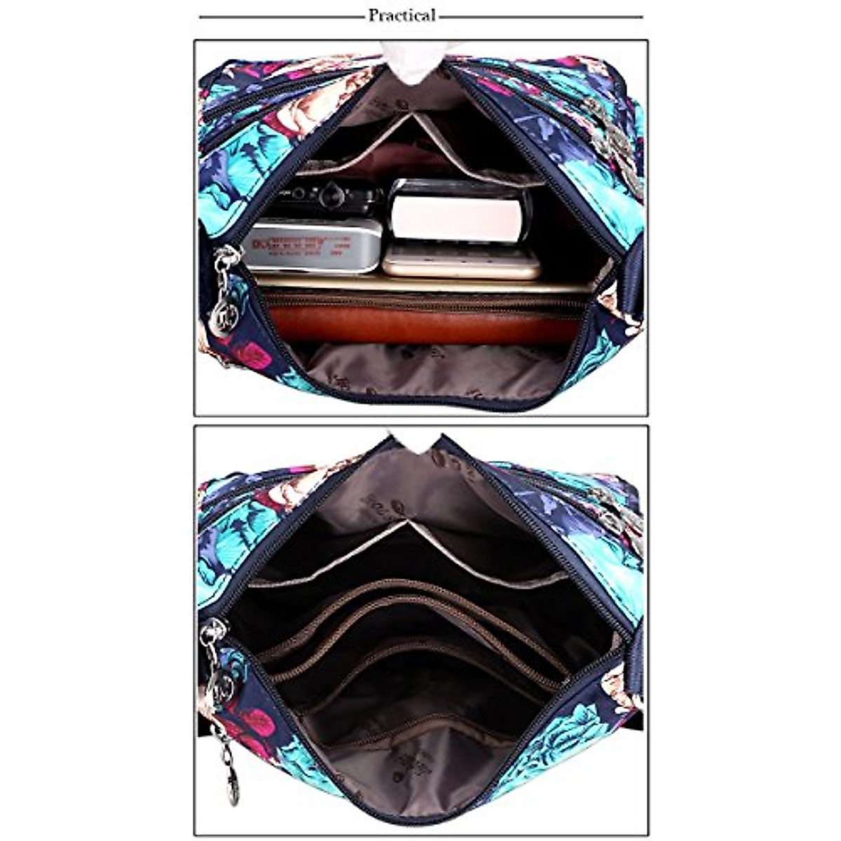 Collsants Nylon Crossbody Purse for Women Small Travel Shoulder Bag Multi Pocket Water Resistant