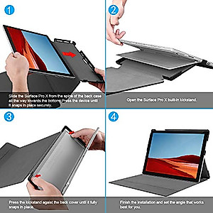 Fintie Case for Microsoft Surface Pro X (2021/2020/2019) - Hard Shell Slim Portfolio Cover Compatible with Type Cover Keyboard for 13 Inch New Surface Pro X (SQ1/SQ2), Composition Book