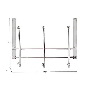 Home Basics Over The Door Hook, Steel Heavy Duty Door Hanger for Coats Robes Hats Clothes Towels, Hanging Towel Rack Organizer, Chrome