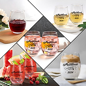 Futtumy Graduation Gift, Mastered it 2023 Stemless Wine Glass 17oz, Graduation Wine Gift for Him Her College and High School Graduates, College Graduation Gift 2023 Graduation Gift MBA Graduation Gift