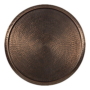 Kate and Laurel Sanzo Modern Pedestal Side Table, 15 x 15 x 24, Bronze, Decorative End Table with Hammered Tabletop for Use as a Bedroom Nightstand or Living Room Accent