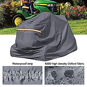 XYZCTEM Riding Lawn Mower Cover,Tractor Cover Fits Decks up to 54", Heavy Duty 420D Polyester Oxford Waterproof,Durable, UV, Water Resistant Covers for Your Rider Garden Tractor(Grey,72"L x 54"W x 46"H)
