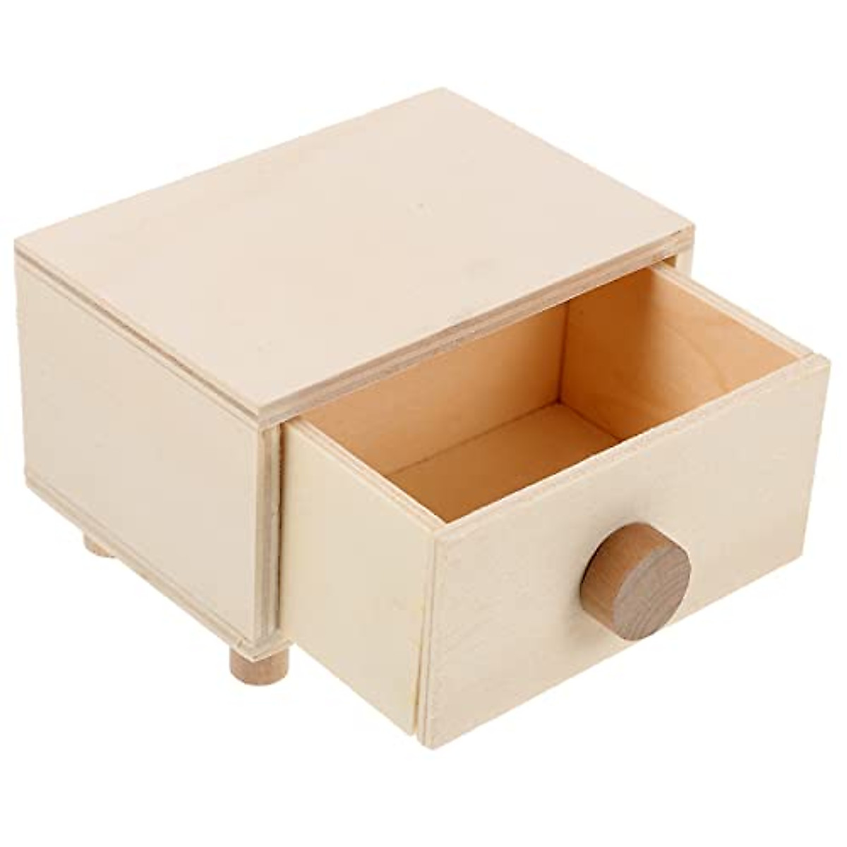 ARTIBETTER Unfinished Wooden Jewelry Drawer Box: Mini Wood Craft Box 3pcs Natural DIY Craft Stash Boxes Treasure Box Jewelry Organizer Holder Storage Trunks Storage Chests Jewery Case for Storage