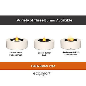 Eco Smart | ARK 40 Fire Pit Table | Bone Color | Ethanol Black Stainless Steel Gas Burner | Elegant Curved Design with Versatile Wide Lip | Complements Any Decor and Setting