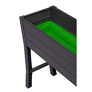 Nuvue Products 26021, 36" L x 15" W x 32" H, Polymer with Woodgrain Texture, Dark Gray Elevated Garden Box