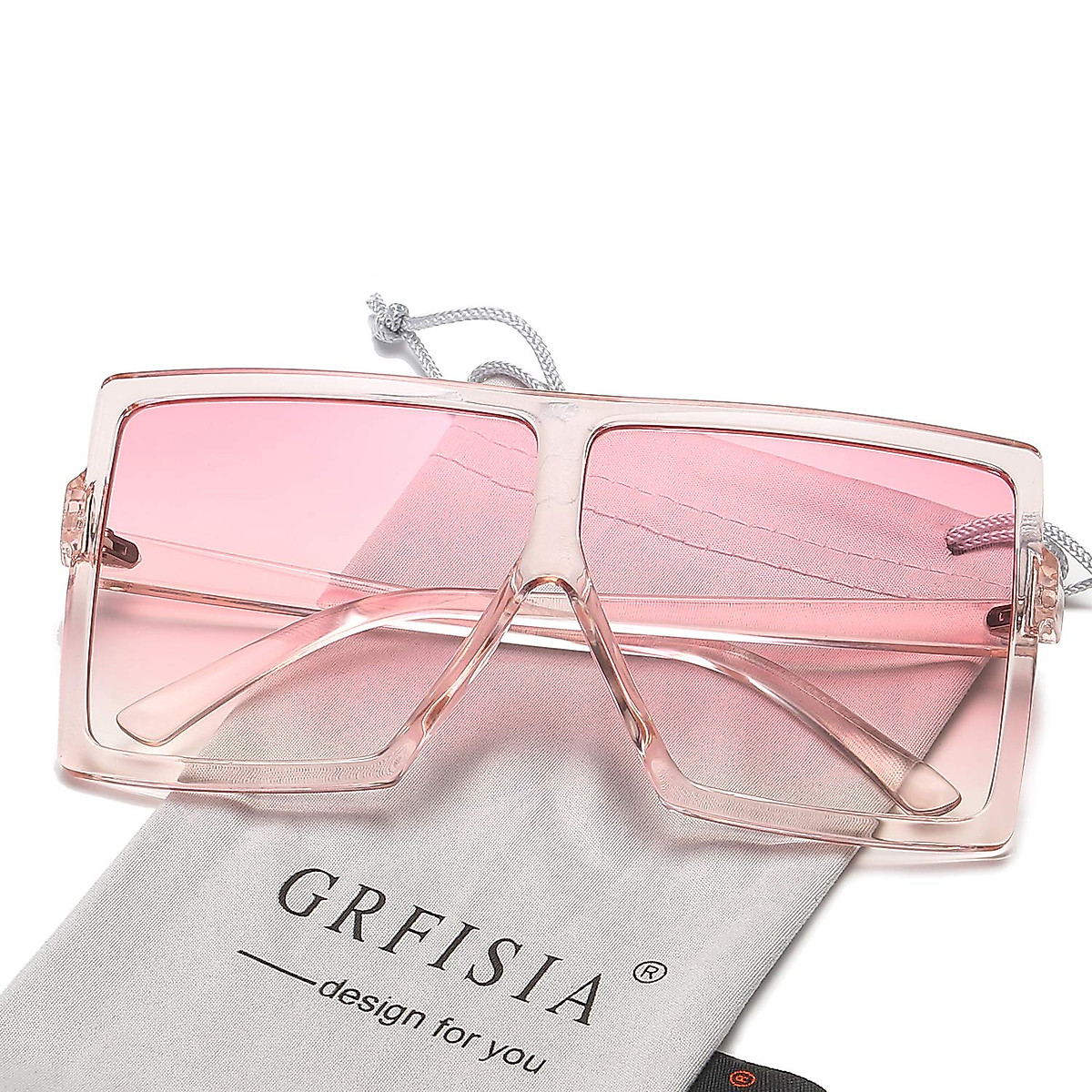 GRFISIA Square Oversized Sunglasses for Women Men Flat Top Fashion Shades