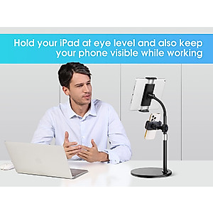 elitehood Tablet Stand Holder, Angle Height Adjustable Phone & Tablet Holder for Desk, Thick Case Friendly iPad Holder Stand Compatible with 4.7-13" iPad, iPad Pro 12.9 Air Mini 4, Tab, Nexus, Kindle