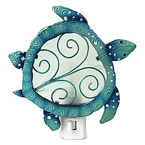 Beachcombers 5.5" CAPIZ Metal Turtle Night Light Green