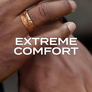 QALO Women's Rubber Silicone Ring, Vine Rubber Wedding Band, Breathable, Durable Engagement Silicone Ring, 5.8mm Wide 1.75mm Thick, Black, Size 7