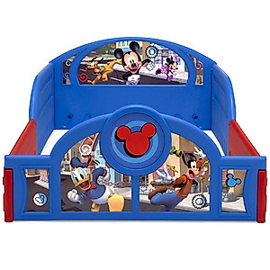 Delta Children Disney Mickey Mouse Plastic Sleep and Play Toddler Bed with Attached Guardrails