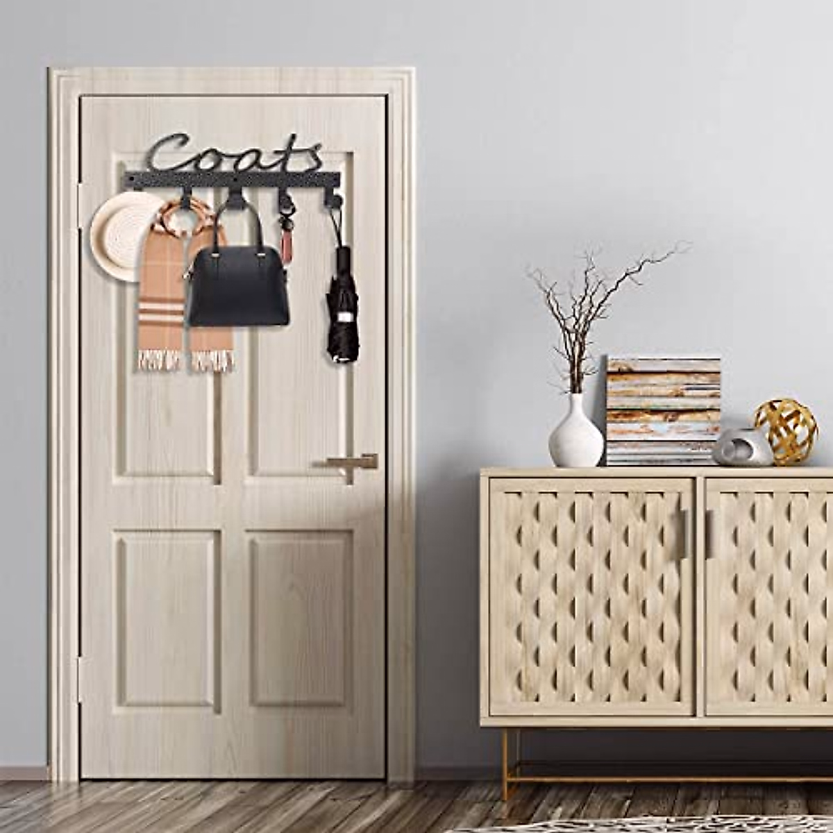 Jorohiker Coat Rack Wall Mount,Towel Rack 5-Tri-Hooks Heavy Duty Coat Hanger Rail Wall Hooks for Hanging Coats Hats Clothes Purse Mudroom Entryway, Black