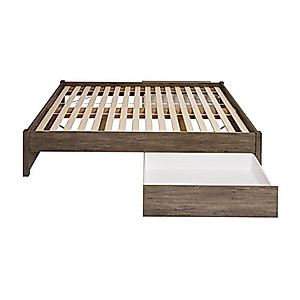 Prepac Select Queen 4-Post Raised Platform 2-Drawer Storage Bed, Modern Queen Storage Bed with Drawers 83" D x 63" W x 16" H, Drifted Gray, DBSQ-1302-3K