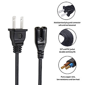 Power Cord Replacement for TCL Roku Smart LED LCD HD TV Samsung UN32EH4000FXZA UN32EH4003FXZA UN32EH4000 UN32EH4003 2 Prong TV Power Cord 8ft AC Cable