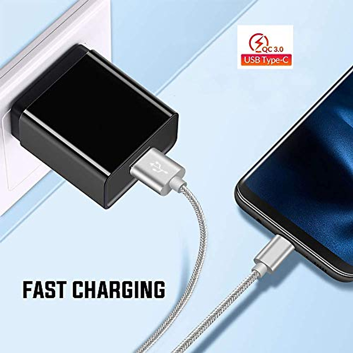 KCgrape Charger Cord for LG V40 V35 Q7 G8 G7 Thinq K51 Q70 V60 G6 Stylo 6 4 5 Stylo6 Stylo5,V30,V20,Velvet 5G,K92 G8X Wing,Fast Charge Power Cable,USB C Charging Wire 3FT 6FT 4Pack