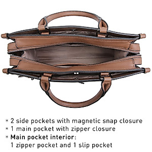 Dasein Purses Handbags for Women Satchel Bags Top Handle Work Tote Bag Shoulder Bag With Matching Wallet (Coffee)