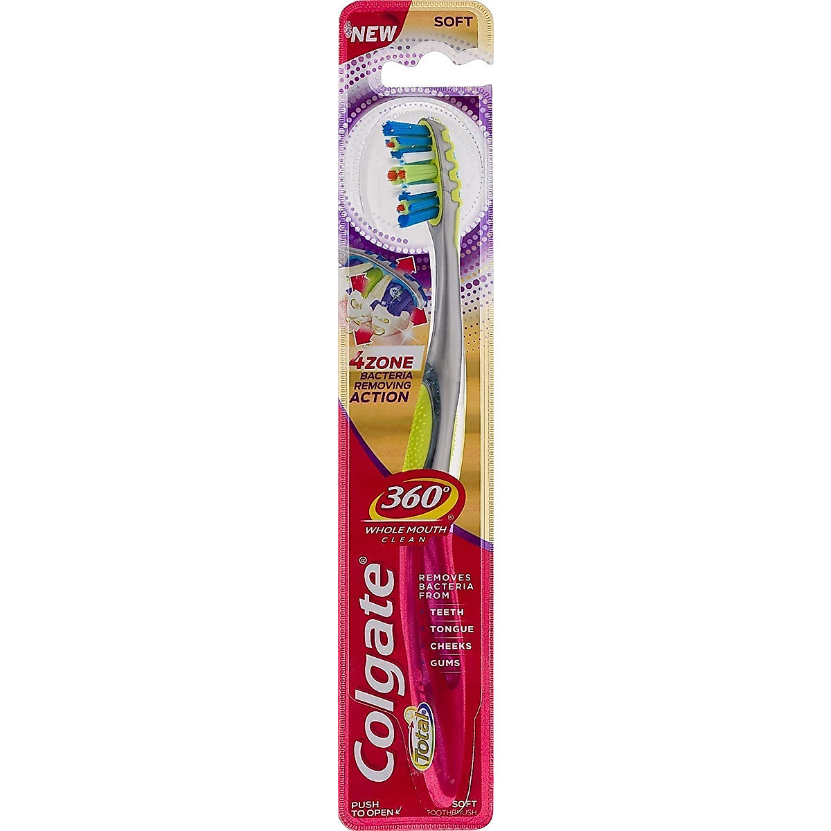 Colgate 360 4 Zone Whole Mouth Clean Manual Toothbrush, Soft (Pack of 3)