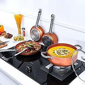 Copper Pots and Pans Set Nonstick 10-Piece Ceramic Cookware Set, Stainless Steel Handles, Dishwasher & Oven Safe, PFOA/PFAS-Free, Orange