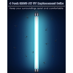 PACETAP 4 Pack 32050 6W UV Replacement Bulbs, F6T5/BL Fluorescent Light Tube G5 Base 9 inch Full Length Compatible with DynaTrap DT2000XL DT2000XLP DT3012