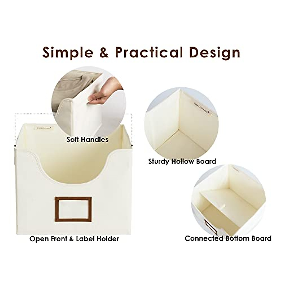 StorageWorks Closet Storage Bins, Open Front Cube Storage Bins with Cutout Window and 2 Handles, Foldable Fabric Clothes Organizer, Large, Beige, 2-Pack