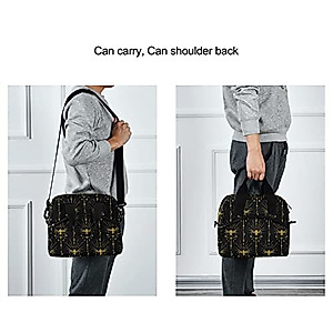 Lunch Bag Cooler Tote Bag Thermal insulated large Bee Moon Sun Star for student travel School Work Portable Pocket Adjustable Shoulder Strap