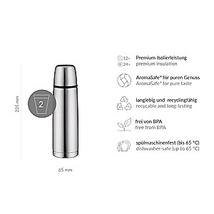 ALFI isoTherm Vacuum Flask isoTherm 0.5 L Perfect Stainless Steel with Screw Cap