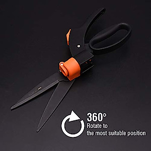 Edward Tools Swivel Hedge Shears with 360 Degree Rotation - Harden Stainless Steel Blade Lawn Scissors - Easy Edging - Ergo Grip Handle with Safety Lock